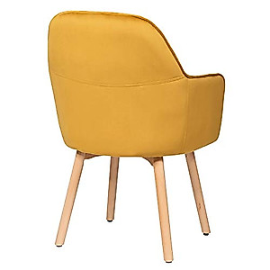 Giantex Modern Velvet Arm Dining Chairs Set of 2, Cute Chairs w/Solid Wood, Non-Slip Foot Pads, Comfortable Accent Leisure Chair for Living Room, Dining Room, Bedroom (2, Yellow)