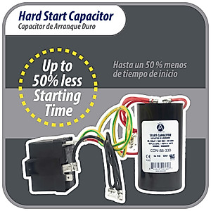 Appli Parts Hard Start kit for air conditioner includes Capacitor 88-108MFD 330V and Potential Relay for 1-3 Ton air Conditioner scroll and reciprocating compressors 208-244 Volts 1Ph APHS-1