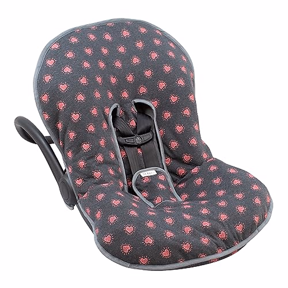 JYOKO Kids Universal Padded Cover Liner for Baby car seat Gr 0/100% Cotton Made (Compatible with Maxi COSI, Chicco, Mico, Evenflo, Mesa, Britax and More) (Fluor Heart)