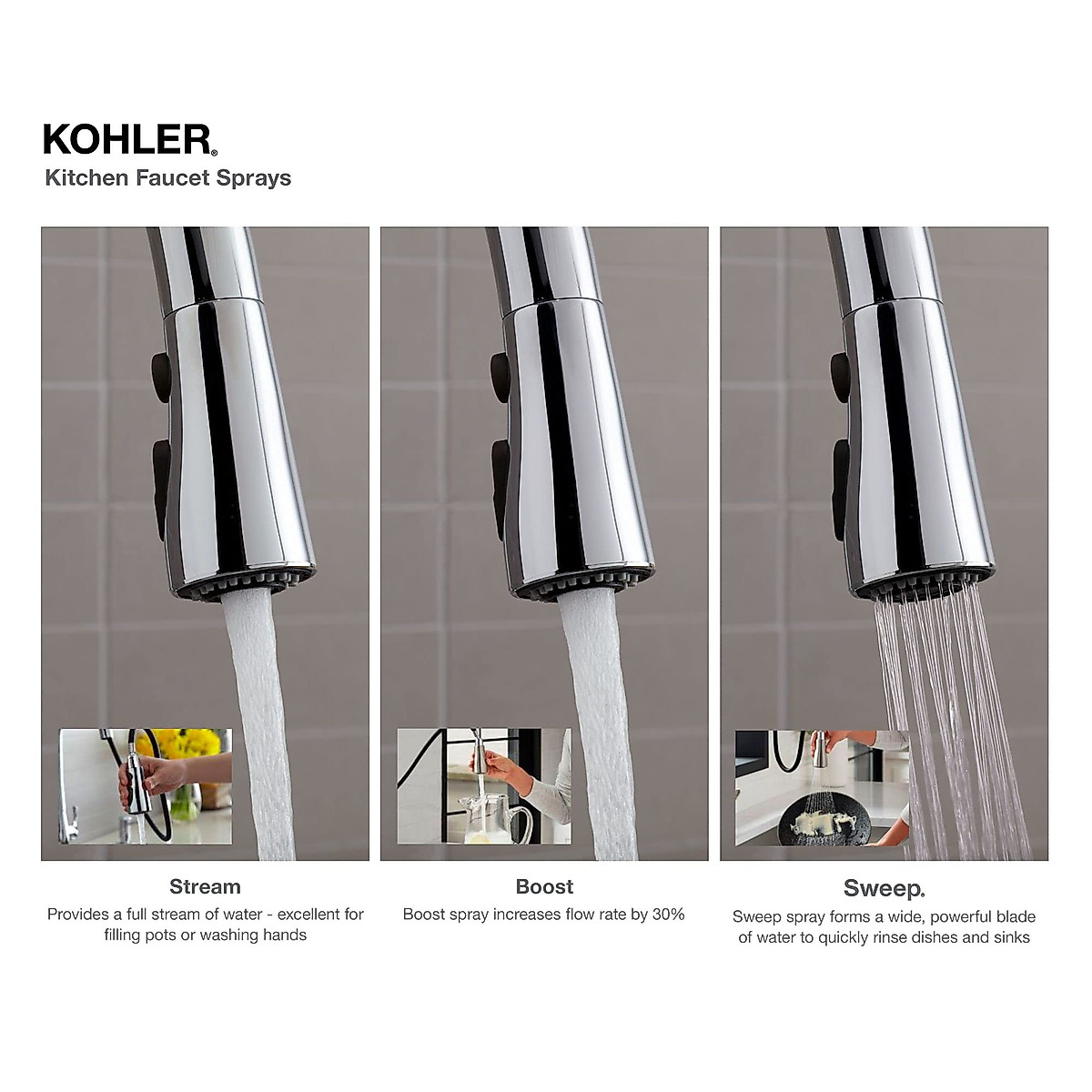 KOHLER Simplice Response Touchless Pull Down Kitchen Faucet in Stainless Steel, K-22036-VS