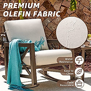 NATURAL EXPRESSIONS Outdoor Patio Rocking Chair, Metal Rocker Chair with 6.5'' Thick Olefin Cushions, Rocking Lawn Chair Rustproof Steel Frame for Outside, Indoor,Backyard,Porch,Poolside