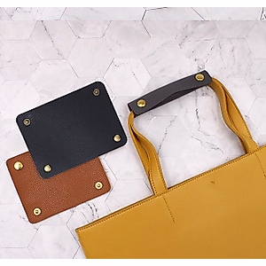 KUMGROT 4pcs PU Leather Women's Handbag Handle Protector Strap Covers for Purse, Handbag, Paper Bag Handle Protective Cover,Black and Brown