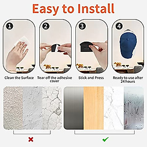 10 Pack Hat Rack, Hat Hanger and Hook, No Drilling and Wall Storage - Hat Holder Fits Baseball Caps and Hat of All Size - Easy to Install Hat Rack Wall Mount,Hat Holder Organizer for Bedroom - Black