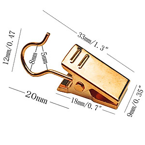 Hyamass 50pcs Metal Hook Clips Hanging Curtain Clip Hanger Wire Holder Home Decoration, Photos, Art Craft Display (Copper Gold)