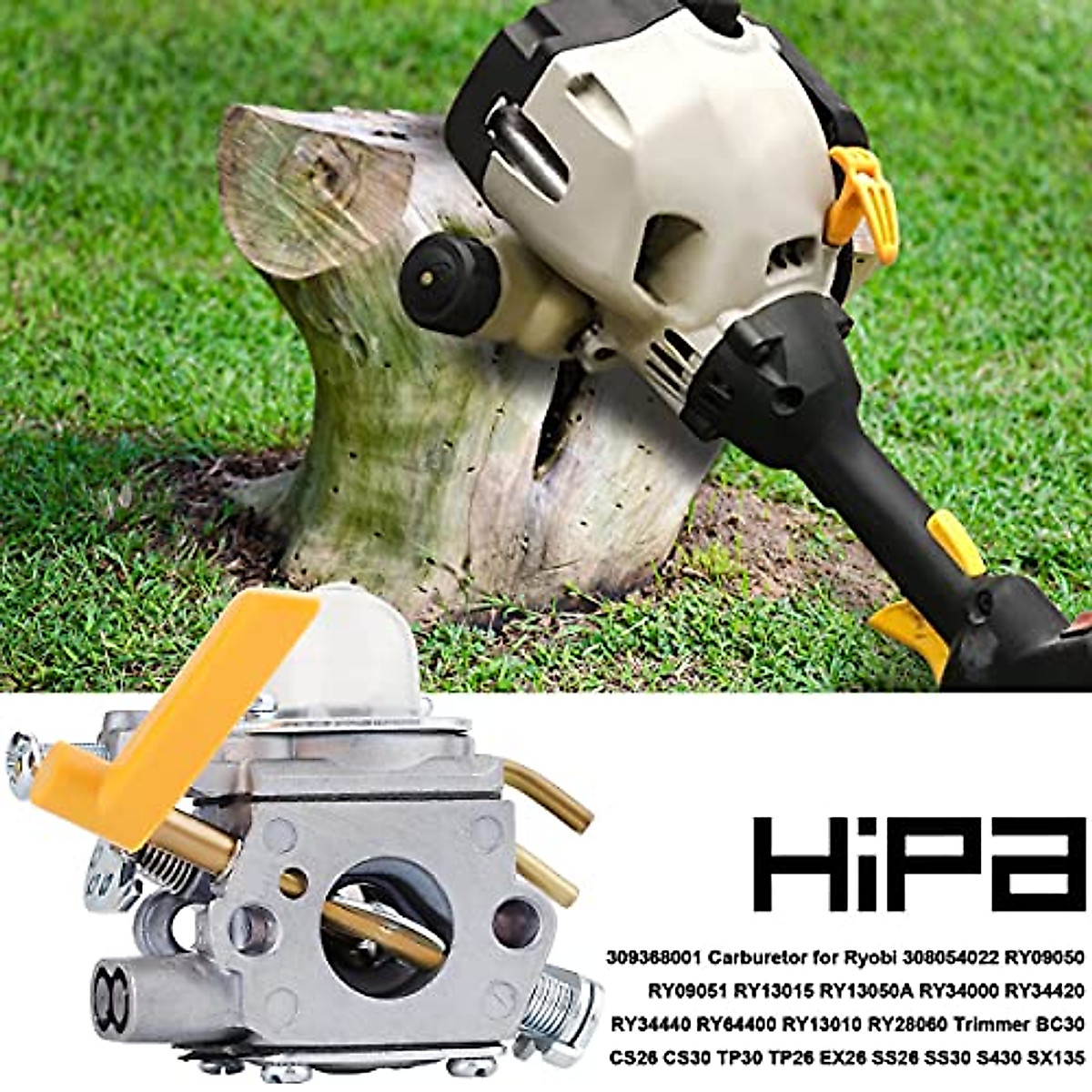 Hipa 309368001 Carburetor for Ryobi 308054022 RY09050 RY09051 RY13015 RY13050A RY34000 RY34420 RY64400 RY13010 RY28060 Trimmer BC30 CS26 CS30 TP30 TP26 EX26 SS26 SS30 SX135