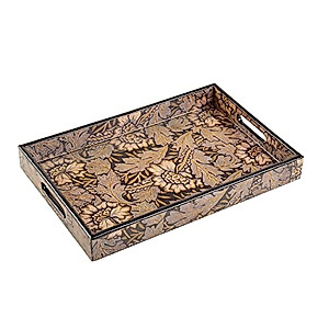 ART & ARTIFACT William Morris Serving Trays - Serving Tray with Handles Set of 3 Nesting Wooden Tray, Arts & Crafts Print Coffee Table Tray Decor- 18" 15" 12"