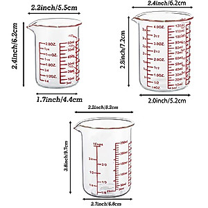 High Borosilicate Glass Measuring Cup Set-V-Shaped Spout，Includes 60ml(2OZ), 120ml(4OZ), and 250ml(8OZ) Glass Measuring Beaker for Kitchen or Restaurant, Easy to Read