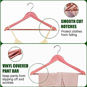 Amber Home 16 Pack American Red Cedar Hangers, Smooth Finish Wood Coat Hangers for Suit Shirt, Aromatic Cedar Clothes Hangers with Swivel Hook & Notches for Dress, Jacket, Pants (Cedar,16)