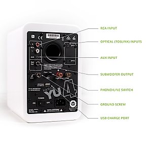 Kanto YU4GW Powered Speakers with Bluetooth and Built-in Phono Preamp | Auto Standby and Startup | Remote Included | 140W Peak Power | Pair | Gloss White