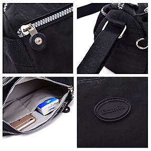 Cross Body Bags Small Women Messenger Purse over Shoulder Bag Nylon with Multi Pockets for Ladies and Girls (Black)