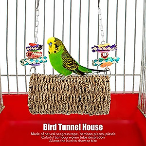 Parrot Grass Woven Tunnel Bird Chewing Relaxing Swing Bird Woven House Toy with Hole Birdcage Accessories for Cockatiel Budgie Hamster