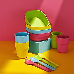 Bamboo Kids Cups, 4 Pack Set, Stackable Bamboo Drinking Cups, Bamboo Kids Dinnerware Set, Bamboo Toddler Cups, Dishwasher Safe and Stackable