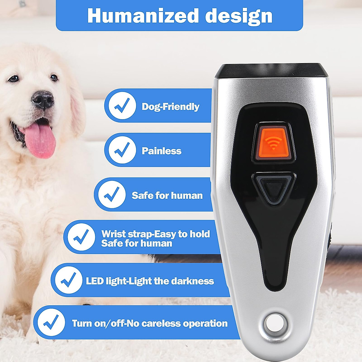 Anti Barking Device with Training/Deterrent Modes,Anti Barking Device Ultrasonic Dog Barking Deterrent with LED Flashlight,Portable Indoor & Outdoor,Dog Training & Behavior Aids