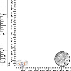 Gem Stone King 925 Silver and 10K Rose Gold Moissanite Solitaire Engagement Ring For Women (1.50 Cttw, Oval 8X6MM, Available In Size 5, 6, 7, 8, 9)