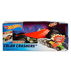 Hot Wheels Color Crashers Hi-Tech Missile, Motorized Toy Car with Lights & Sounds, Red, by Just Play