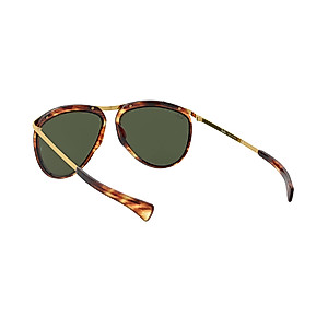 Ray-Ban RB2219 Olympian Aviator Sunglasses, Striped Havana/G-15 Green, 59 mm