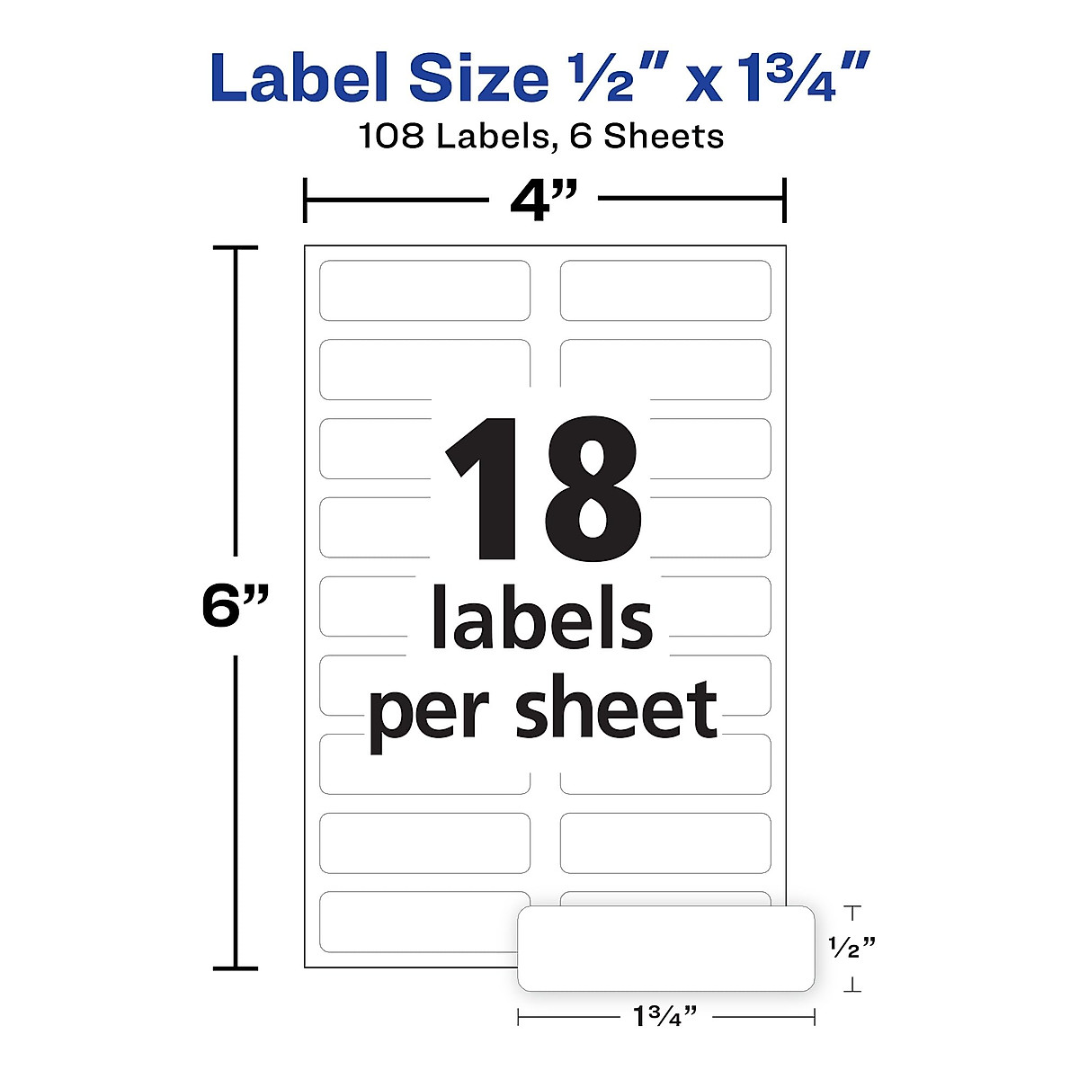 Avery No Iron Fabric Labels, 0.5” x 1.75”, Matte White, Handwrite Only, 2 Pack, 108 Labels Total (32130)