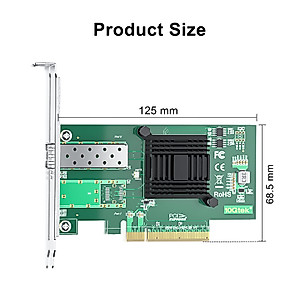 Alwong 10 Gigabit Network Card, with Intel 82599EN Controller, Single SFP+ Port, Ethernet LAN Adapter Support Windows Server/Linux/VMware, Equivalent to Intel X520-DA1 (Intel E10G42BTDA)