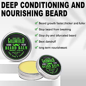 GoldWorld 2 Pack Beard Balm for Beard Grooming,Beard Care,Hair Growth,Unique Chrismast Stocking Stuffers Birthday for Men Him Dad