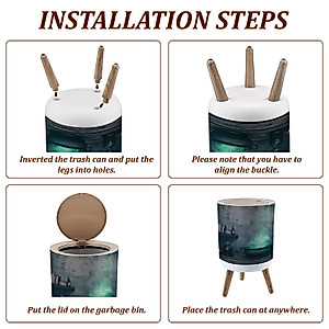 LGCZNWDFHTZ Small Trash Can with Lid Halloween Witch Garbage Bin Pet Proof Waste Basket for Kitchen Bathroom Office Bedroom Decorative 1.8 Gallon