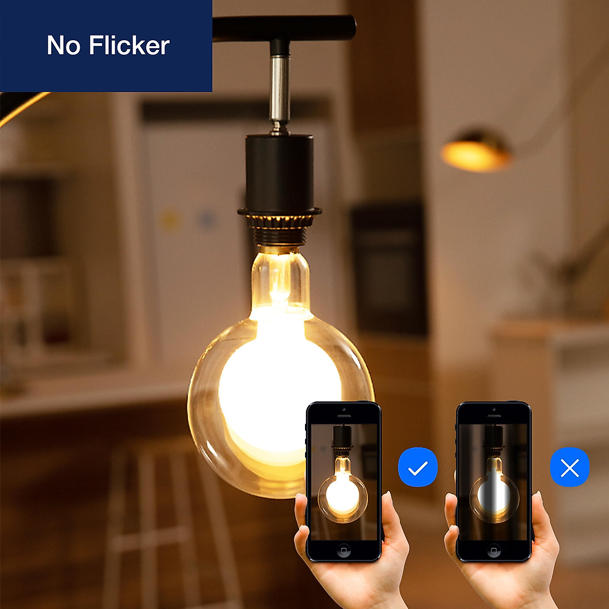 FLSNT G125 Decorative Dimmable Globe LED Edison Bulbs, 2700K Soft White, 7W(40W Equivalent), 400LM, E26 Medium Base, CRI90, Frosted Glass Finishing