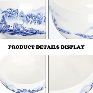 Hemoton Large Round Succulent Planter Pot Blue and White Porcelain Plant Pot Ceramic Flowerpot Hydroponic Plant Container Glazed Ceramic Bonsai Pots Narcissus Water Lily Bowl, A