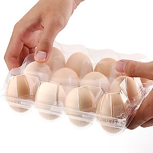 JAPCHET 100 Pack Plastic Egg Cartons, Clear 12 Egg Cartons Dozen Plastic Egg Carton Bulk for Kitchen, Fridge, Market and Farms