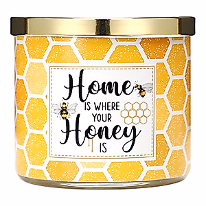 Spring Honeycomb Candle Honey Scented Candle 3 Wicks Large Jar, 14 oz