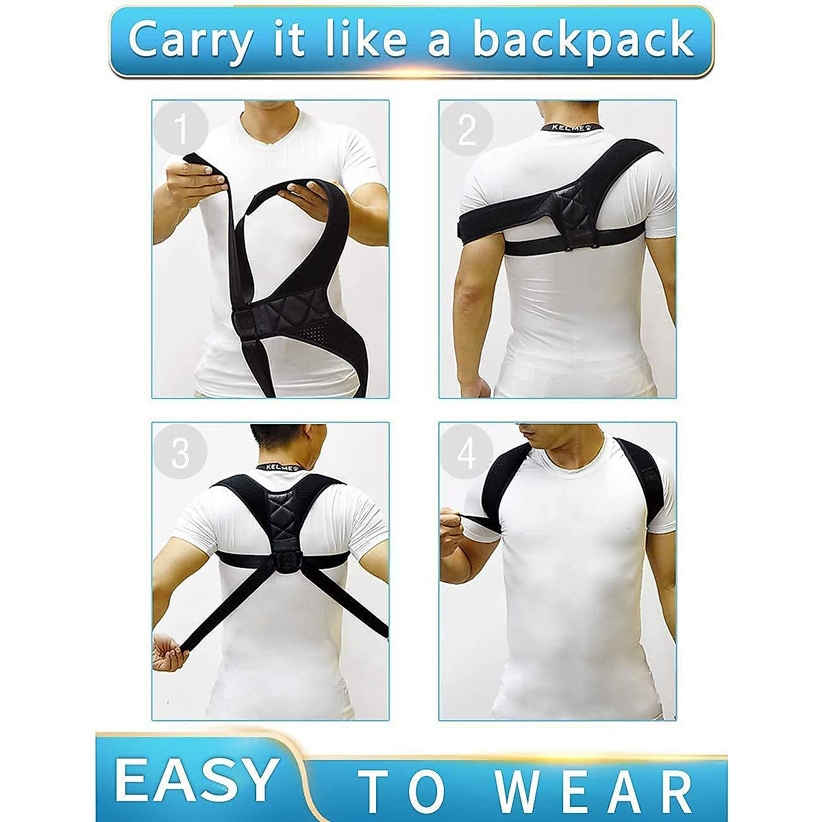 Posture Corrector, Ergonomic Back Straightener Brace for Men and Women for Clavicle Support and Providing Pain Relief from Neck, Back and Shoulder (Black)