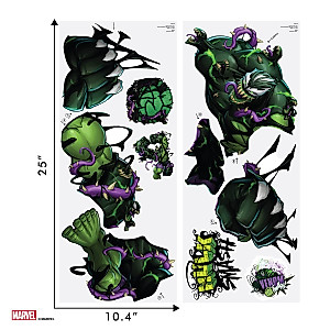 Wall Palz Marvel Venomized Hulk Wall Decals - Marvel Incredible Hulk Wall Decal - with 3D Augmented Reality Interaction - 18" Venom Symbiote Hulk Stickers Marvel Decor