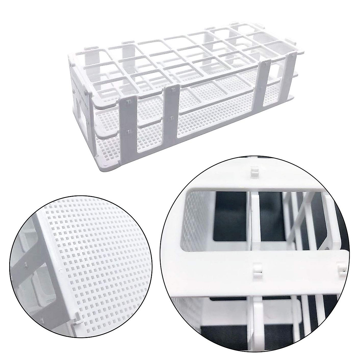 Luckkyme Plastic Test Tube Rack 2 Pack 21 Holes Lab Test Tube Rack Holder for 30mm and Below The Test Tubes, Detachable, 21 Holes