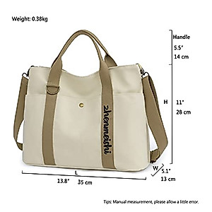 Canvas Tote Bag for Women Work Satchel Bags Messenger Bag with Zipper White Over The Shoulder Purses Cross Body Bag Purses for Women Travel Hobo Adjustable Thick Strap Crossbody Handbags Purse Trendy