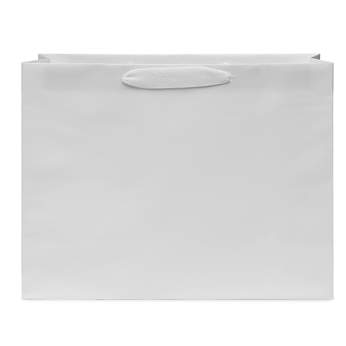 White Gift Bags with Handles - 16x6x12 Inch 50 Pack Designer Shopping Bags in Bulk, Large Gift Wrap with Fabric Ribbon Handles for Boutiques, Small Business, Retail Stores, Merchandise, Birthdays