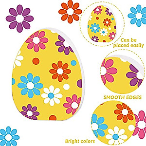 4Pcs Happy Easter Egg Table Wooden Sign Spring Egg Shape Wood Tabletop Decorations Reversible Double Printed Decor for Easter Party Desk Office Home Party Supplies Farmhouse Gift