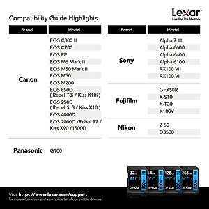 Lexar High-Performance 800x 64GB (2-Pack) SDXC UHS-I Memory Cards, C10, U3, V30, Full-HD & 4K Video, Up to 120MB/s Read, for Point-and-Shoot Cameras, Mid-Range DSLR, HD Camcorder (LSD0800064G-B2NNU)
