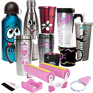 OMPERIO Cup Cradle for Crafting Tumbler, Cup Cradle for Tumblers with Felt Edge Squeegee to Apply Vinyl Decals with Measurements for Mugs (Pink)