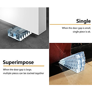 Oksdown 4 Pack Clear Rubber Door Stopper Wedge Sturdy Door Stop Stackable Anti Slip Heavy Duty Silicone Transparent Doorstop for Floor Patio