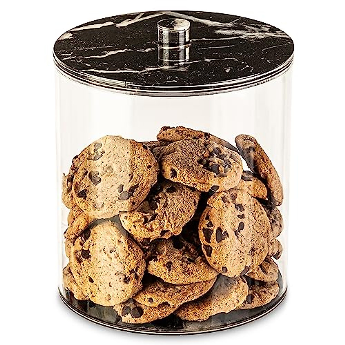 Gold Valley Lucite Cookie Jar | Magnetic Closure Cookie Jar Lids | Clear Cookie Jar With No Skid Bottom | Versatile Acrylic Cookie Jars With Airtight Lid | Decorative Cookie Jar for Kitchen Counter (White) (Black)