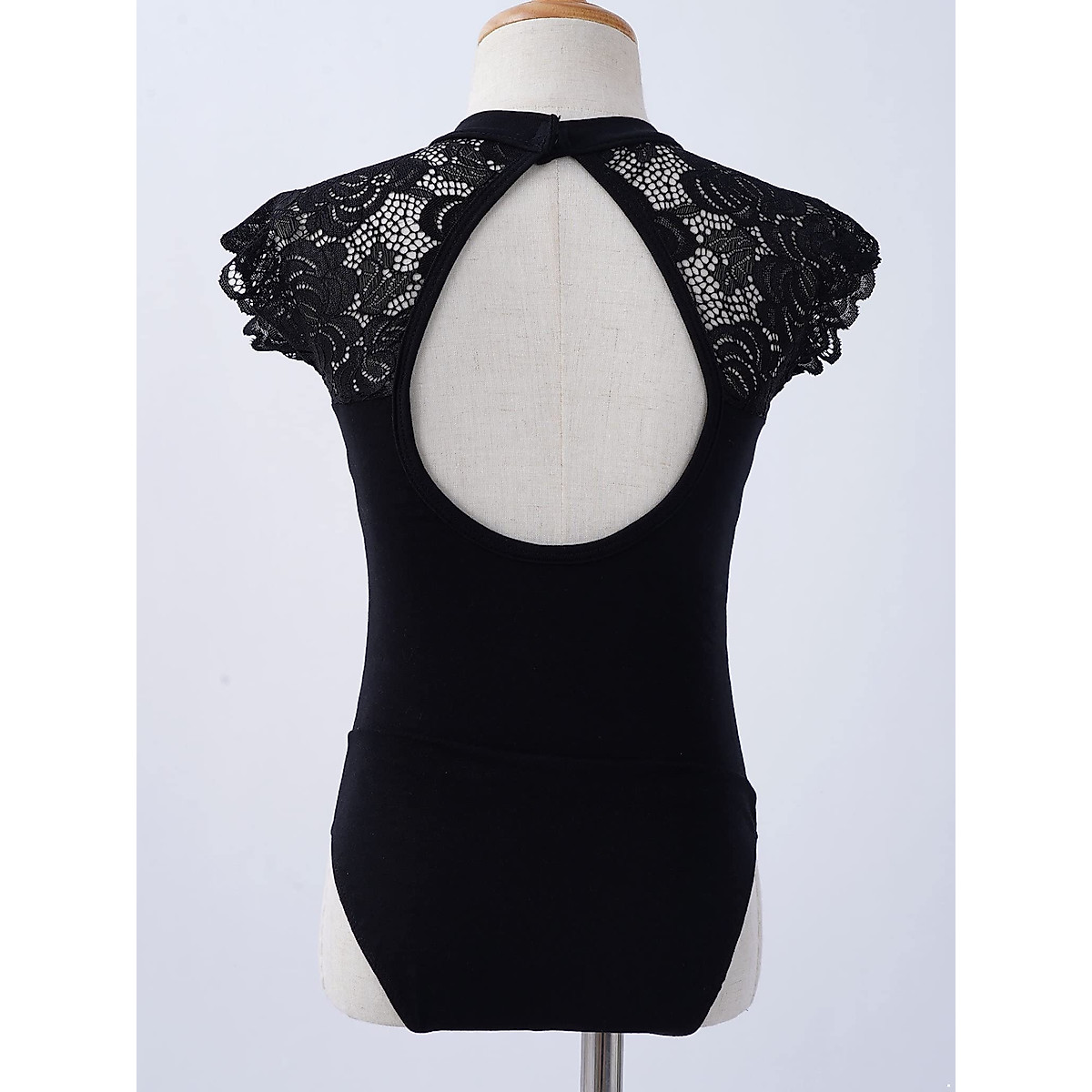 Jizyo Girls Sleeveless Lace Splice Gymnastics Ballet Dance Leotard One-Piece Unitard Biketard Bodysuit Ballerina Dancewear Black 9-10 Years