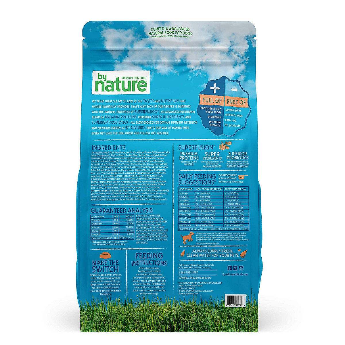 By Nature Pet Foods Grain Free Dog Food Made in USA [Grain Free Dry Dog Food with Superfood Ingredients for Food Sensitivities and Immune Health], Turkey & Duck Meal Recipe, 24 lb. Bag, Brown (77062)