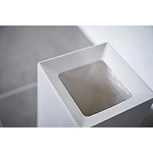 Yamazaki Home Trash Can - Modern Open Top Garbage Waste Bin Basket with Handle, Plastic, Short, 2.4 gallons, 9 liters, Handles, Lid, No Assembly Req., White