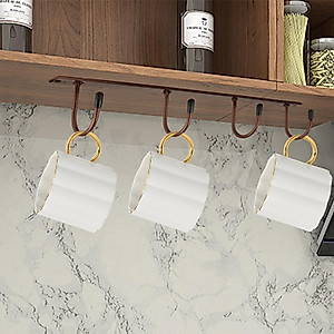 6PCS Coffee Mug Hooks Under Cabinet, Coffee Mug Hanger, Coffee Cup Hooks for Hanging Under Cabinet Metal Coffee Mug Hanging Rack Under Cabinet Bronze Under Cabinet Mug Hangers for Kitchen Coffee Bar