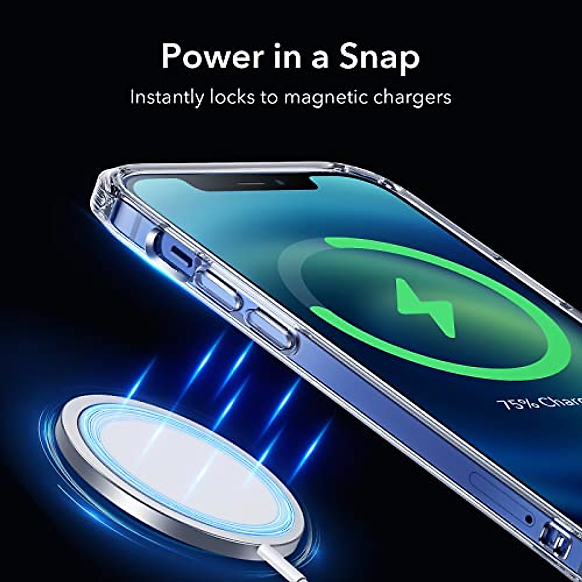 ESR for iPhone 12 Case/iPhone 12 Pro Case, Compatible with MagSafe, Scratch-Resistant Back, Grippy Protective Frame, Magnetic Phone Case for iPhone 12/12 Pro, Sidekick Hybrid Case (HaloLock), Clear