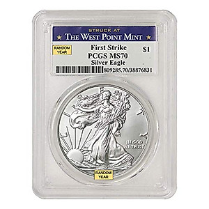 2006 - Present (Random Year) 1 oz Silver American Eagle Coin MS-70 (First Strike - Struck at The West Point Mint) $1 MS70 PCGS
