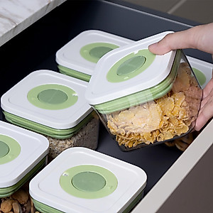 linoroso Pop Airtight Food Storage Containers with Time Recording Lids, BPA-Free Stackable Plastic Storage Containers Set of 4, Dry Cereal Container Set for Pantry Countertop Fridge Organization