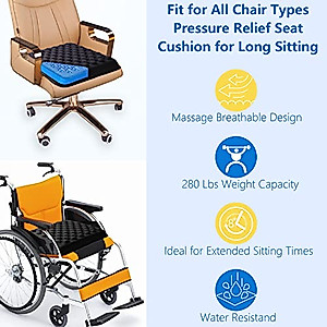 Memory Foam & Gel Cushion Multi-Layer Massage Orthopedic Seat Cushion Backrest for Office Chairs, Wheelchair, Mobility Scooters Lower Back Pain Relief Cooling Gel Cushion Large size 18.5"X16.5"X2.5"