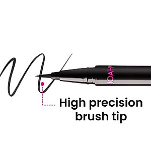 JOAH Line Up Liquid Eyeliner with Precision Brush Tip, Waterproof, Long Lasting, Smudge Proof Eye Liner, Blackest Black