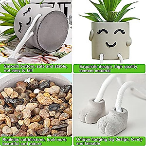 Artificial Potted Plants, Small Fake Plants in Pots Funny Desk Faux Succulents Plant with Cute Hanging Leg Artificial Plants for Home Decor Indoor for Office Decor, Bathroom, Bedroom, Shelves