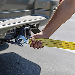 NEIKO 51005A Heavy-Duty Tow Strap with Hooks, 2 Inches by 20 Feet, Woven Polyester Webbing, and 10,000-Pound Capacity, HD Truck Recovery Strap and ATV Tow Strap, Tow Rope for Vehicles