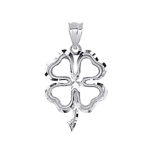 CaliRoseJewelry Sterling Silver Lucky Charm Four Leaf Clover Shamrock Irish Pendant
